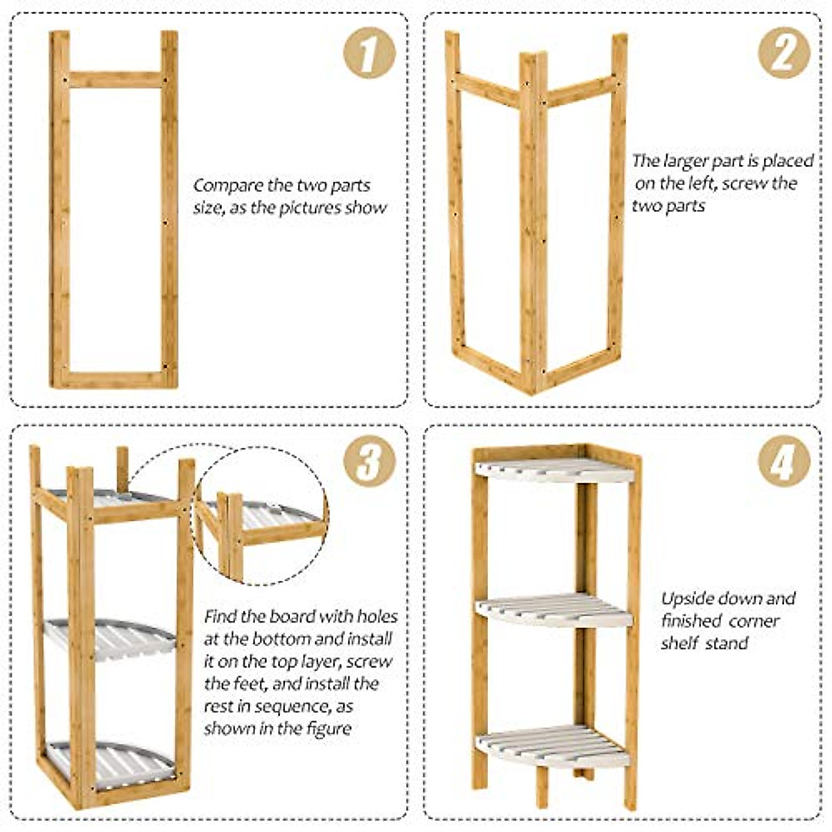 Ruichang Corner Shelf Stand 3 Tier - Corner Stand for Corner Display and Storage in Bathroom, Living Room, Bedroom