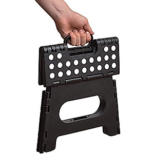 EFAILY Folding Step Stool,11 Inches Wide with Handle for Kitchen, Bedroom, Bathroom ,Kids or Adults (Black)