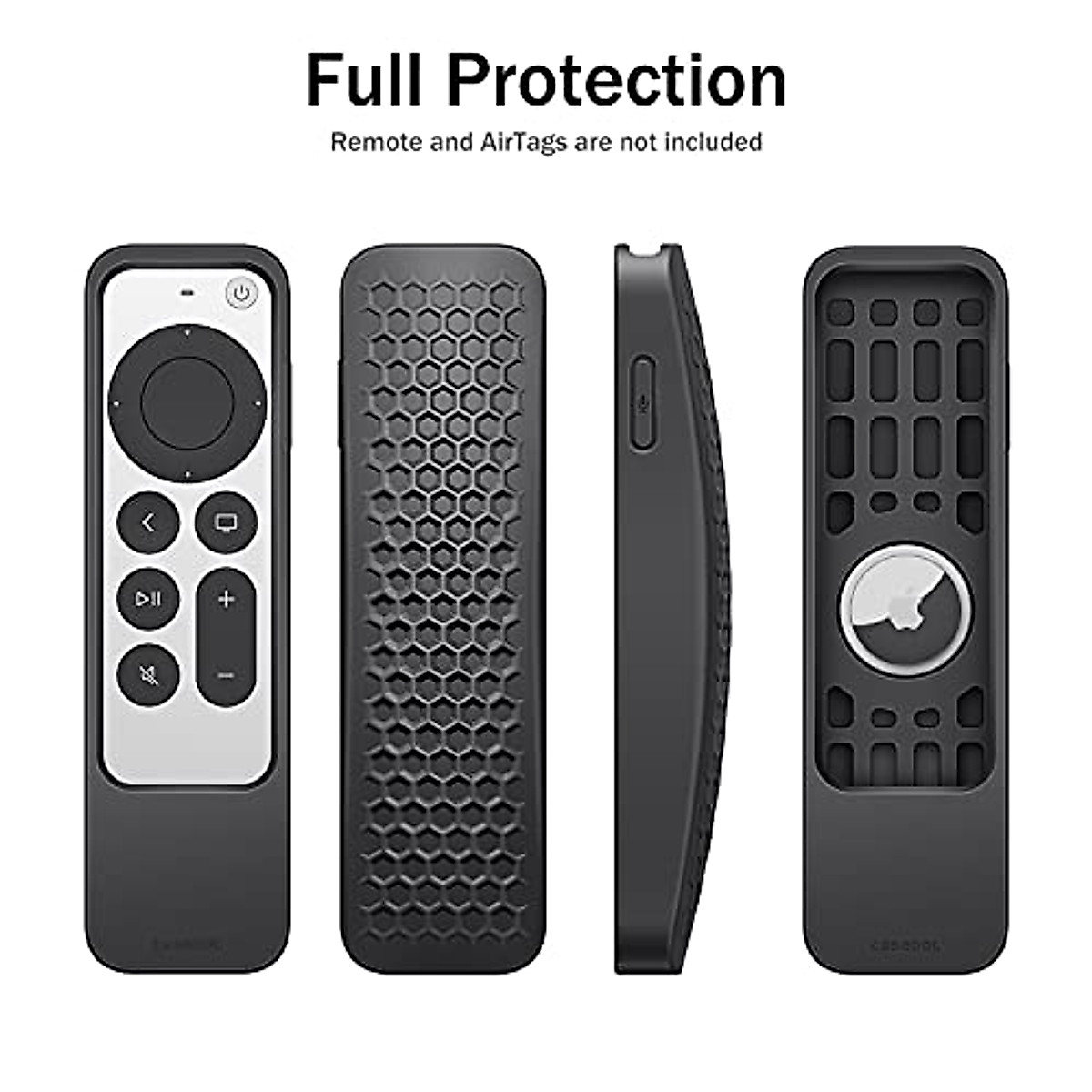Fintie 2-in-1 Protective Case for 2021 2022 Apple TV Siri Remote and Apple AirTag - Lightweight Anti Slip Shockproof Cover for Apple TV 4K / HD Siri Remote Controller (2nd Gen / 3rd Gen), Black