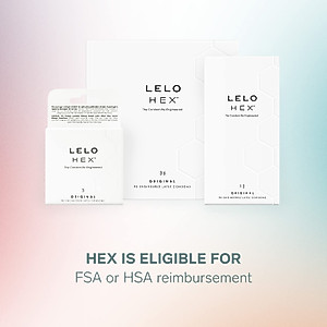 LELO HEX Original Ultra Thin Condoms with Increased Strength, Male Condom, Lubricated Condoms for Men, 2.12-Inch/54 mm Diameter (12 Pack)