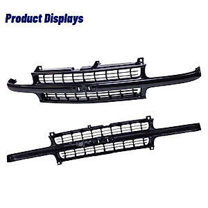 JustDrivably Front Grille Grill Assembly Black Compatible With Chevrolet Silverado 1500 2500 1999-2002 & Suburban 1500 2500 & Tahoe 2000-2006
