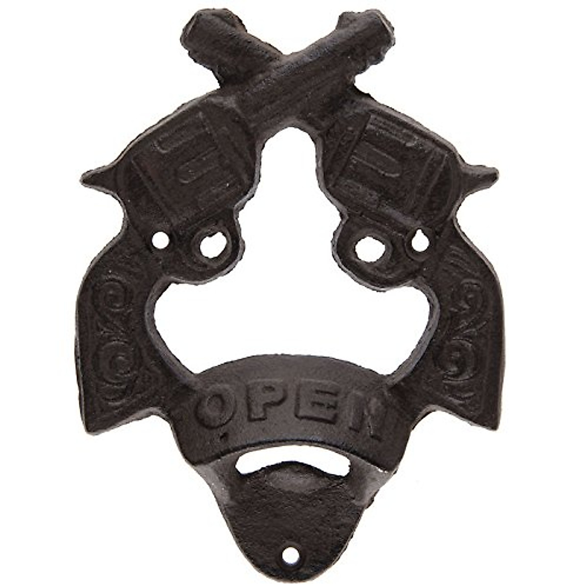 Cast Iron Double Pistol Bottle Opener Wall Mount