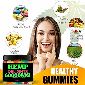 HEMP GUMMIES, FRESH FRUITY FLAVOR GUMMY BEAR, NATURAL HEMP CANDY-GREAT FOR CALM, SLEEP, RELAX, DISCOMFORT, BACK, SHOULDER, KNEE'S-MADE IN USA-4 OUNCE