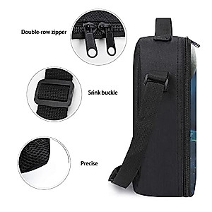 Kids Lunch Box, Insulated Lunch Bag for Girls & Boys, Space Galaxy Planet Lunch Bag with Shoulder Strap, School Bento Lunchbox for Kids Toddlers Teens, Black Reusable Cooler Thermal Meal Tote Kit