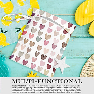 zcyxuuw Wet Bag, Wet Dry Bag, Wet Bag for Swimsuit, Travel, Beach, Pool, Diapers, Dirty Yoga Gym Clothes, Toiletries, Makeup Bag, Daycare Soiled Items, Waterproof Reusable Boho Heart