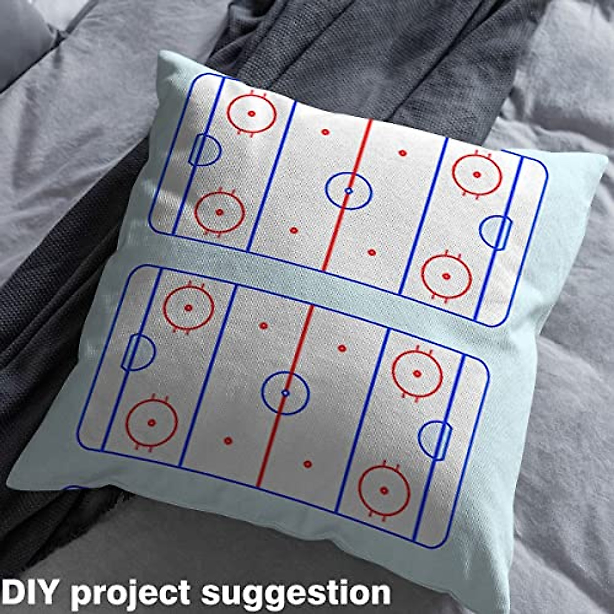 Ice Hockey Fabric by The Yard, Winter Sports Upholstery Fabric, Kids Boys Decorative Fabric, Arena Game Indoor Outdoor Fabric, DIY Waterproof Fabric for Quilting Sewing, Blue Red, 1 Yard