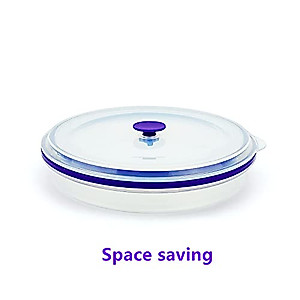 CARTINTS Microwave Safe Silicone Bowls, Collapsible Food Storage Containers with Lids, Space Saving Reusable Lunch Container Safe For Oven/Freezer/Dishwasher(900ml,Round,Purple)
