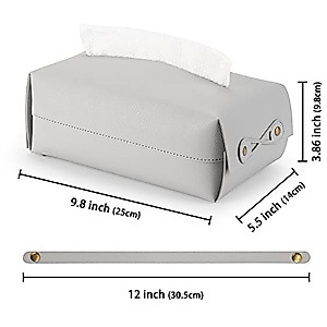 HELMDY Tissue Box Holder Rectangular: Modern Decorative PU Leather Organizer Tissue Box Cover 9.84"X5.51"X3.86" for Bathroom Vanity Countertop & Night Stands & Office Desk & Car (Gray)