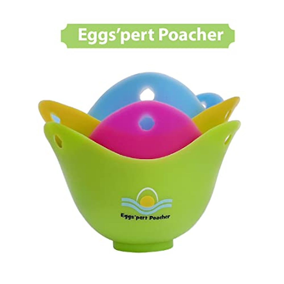 Trenton Gifts Eggs'pert Egg Poacher | Set of 4 | Silicone Egg Poachers for Microwave or Stovetop | BPA Free