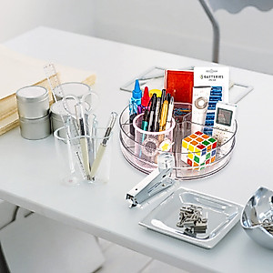 Roninkier Clear Lazy-Susan Turntable Organizer - Rotating Storage Turntable for Kitchen, Pantry, Cabinet, Refrigerator, 11-Inch Lazy Susan with 5 Removable Bins and 2-Pack 11-Inch Lazy Susan