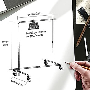 GREENSTELL Clothes Rack, Z Base Garment Rack, Industrial Pipe Clothing Rack on Wheels with Brakes, Commercial Grade Heavy Duty Sturdy Metal Rolling Clothing Coat Rack Holder 2 Packs (59x24x63 inch)