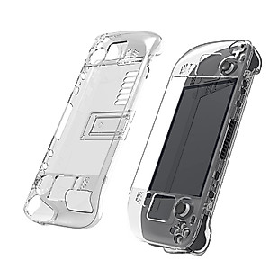 Protective Case for Steam Deck Case Cover Clear with Small Stand, PC Hard Clear Case for Steam Deck Game Console, Shock-Absorption Anti-Scratch Design Compatible with Steam Desk Accessories