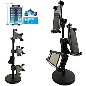 Accessory Basics Universal Tablet/Smartphone 3 in 1 Metal Base CounterTop Table DoorDash Postmate Grubhub Uber Eats Mount Stand for 6 to 13" Screen Tablets and Smartphones