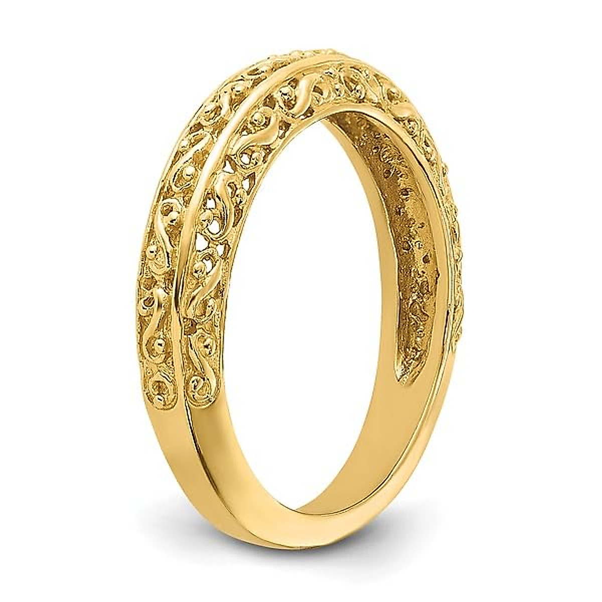IceCarats 14K Yellow Gold 3mm Antique Filigree Wedding Band Ring Size 6