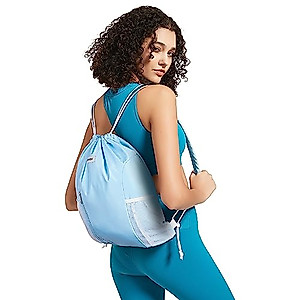 WANDF Drawstring Backpack with Shoulder Pad Sports Gym Backpack with Mesh Pocket String Bag for Women Men(Blue)
