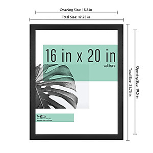 MCS Studio Gallery 16x20 Poster Frame Black Woodgrain, Vertical & Horizontal Wall Hanging Large Picture Frame for Photos, Posters & Art Prints (2-Pack)