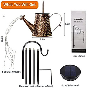 Solar-Outdoor-Lights for Yard, Solar-Watering-Can with Cascading-Lights, Solar-Garden-Lights for Patio-Garden-Decor, Solar-Pathway-Lights Outdoor-Decor For Holiday-Festival- Halloween-Christmas, etc