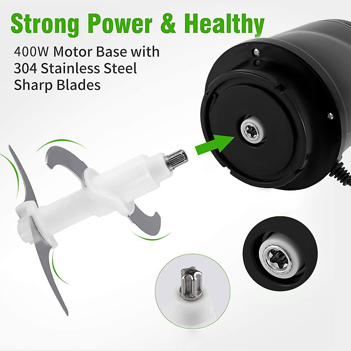 Nikou Electric Food Processor, 2L Meat Grinder Vegetables Chopper Household Kitchen Garlic Mincer US Plug