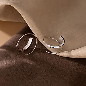 SLUYNZ 925 Sterling Silver Wire Threader Drop Earrings Hoop for Women 2.2CM Hoop Earrings Pull Through Earrings (A-Silver)