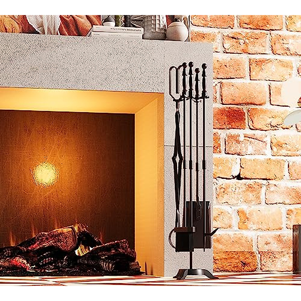 Fire Beauty Fireplace Tools Set 5 Pieces Wrought Iron Fire Tool Set for Outdoor/Indoor Fireplace Accessories Set