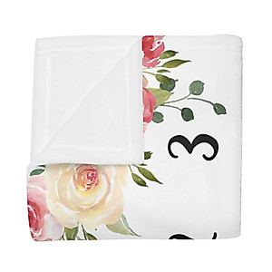 Elephant Baby Monthly Milestone Blanket with Head Bow, Floral Pink Newborn Month Blankets Girl, Track Months Photo Prop Growth Mat, Nursery Swaddling Wrap, Infant Photography (50"x40", Minky)