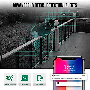 3MP Home Security Camera System Wireless Outdoor, 8 CH WiFi Surveillance NVR Kits with 2X IP Cameras & 2X PTZ Cameras, 1TB HDD, 2-Way Audio, Color Night Vision, Motion Alert, Remote Access