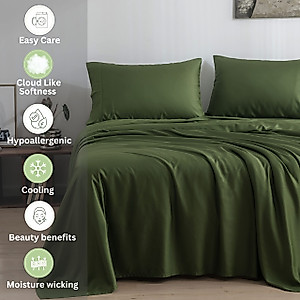 Bamtek - Duvet Cover Set - 100% Viscose from Bamboo Duvet Cover King Size, 3 PC Luxury Cooling Duvet Cover for Hot Sleepers, Silky Buttery Soft Comforter Cover & 2 PC King Pillowcases, Forest