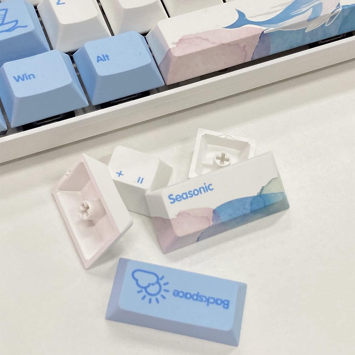 FKZ CXTECH X61 Sea Blue Theme Mechanical Keyboard,Outemu Hot Swap Switch Cherry Profile PBT Custom Keycaps,Mini 61 Keys Type-C Wired Keyboard,White Backlit 60% Gaming Keyboard (Red Switch)