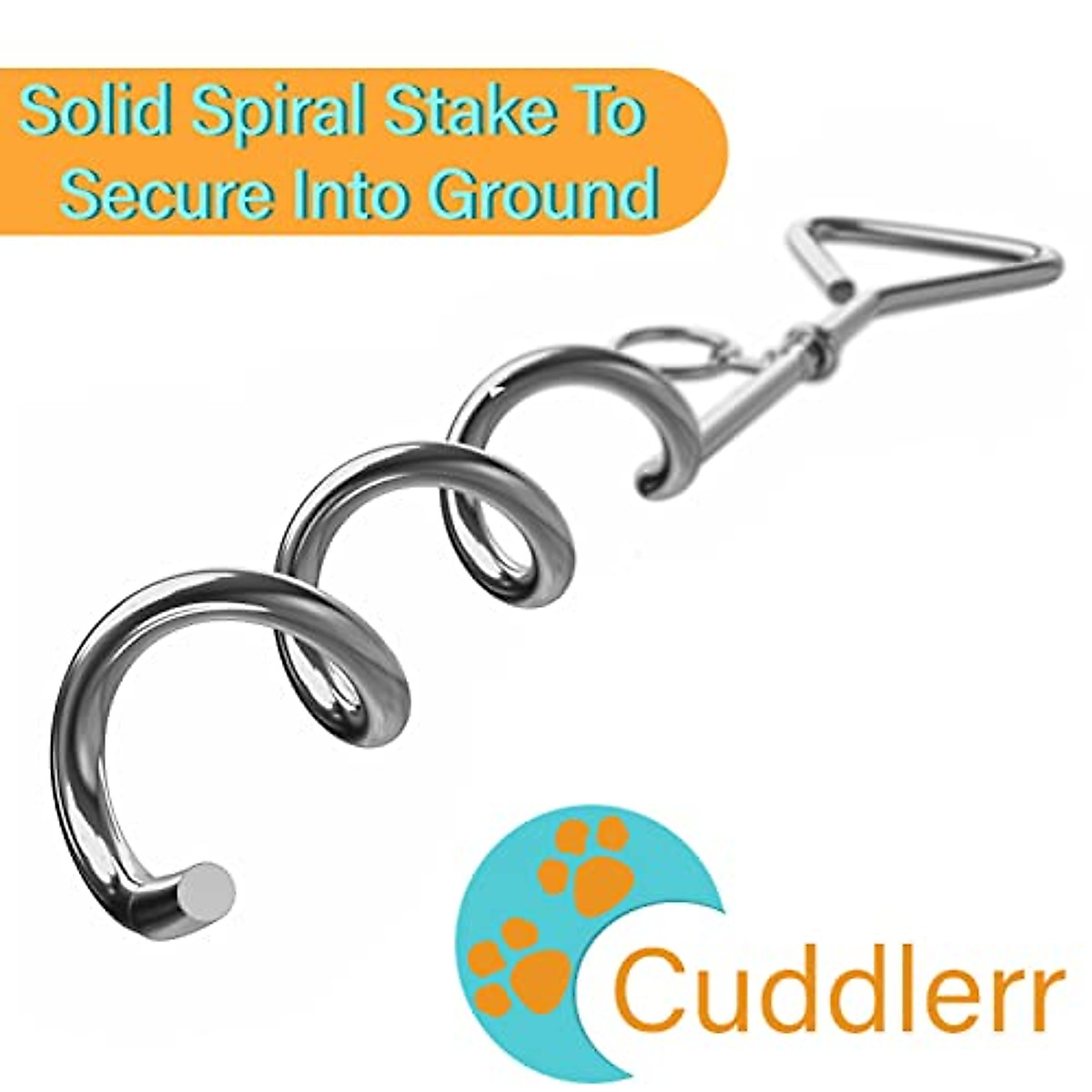 20ft Dog Tie Out Cable for Dogs, 16" Chrome Plated Anti Rust Stake, Great for Camping or The Garden, Suitable for Harness, Leash & Chain Attachments