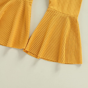 Hiusmilekid Newborn Infant Baby Girl Clothes Set Rainbow Romper Bodysuit Flare Pant Bell-Bottom Summer Outfit 3Pcs