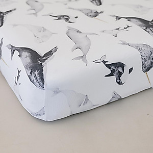 Pobibaby - 2 Pack Premium Pack N Play Sheets Fitted for Standard Pack and Plays and Mini Cribs - Ultra-Soft Jersey Knit, Stylish Ocean Pattern, Safe and Snug for Baby (Seaside)