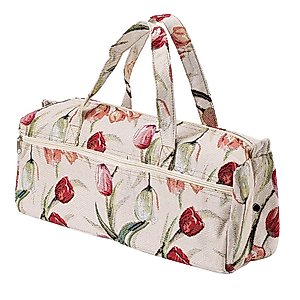 Large Fabric Knitting Needles Bag,Household Yarn Storage Tote Organizer Knitting Tools Storage Bag for Knitting Needles and Accessories(rose red)