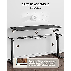 SIAGO Electric Standing Desk Adjustable - 55 x 24 Inch Sit Stand Desk with Cable Management - Adjustable Height Stand up Computer Table Desks for Home Office Work