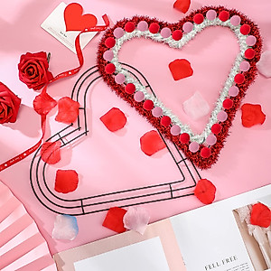 bememo 2 Pieces 16 Inch Heart Wire Wreath Frame Metal Flower Wreath Frames for New Year Valentines Party Decoration, Dark Green