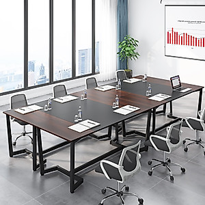 Tribesigns 6FT Conference Table, 70.8L x 31.5W inch Meeting Table for Office Conference Room, Modern Rectangular Seminar Training Table, Metal Frame, Rustic Brown/Black
