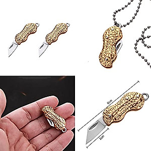 Magik 2-4 Pcs Mini Portable Folding Knife Peanut Shape Necklace Stainless Steel EDC (4 Pack)