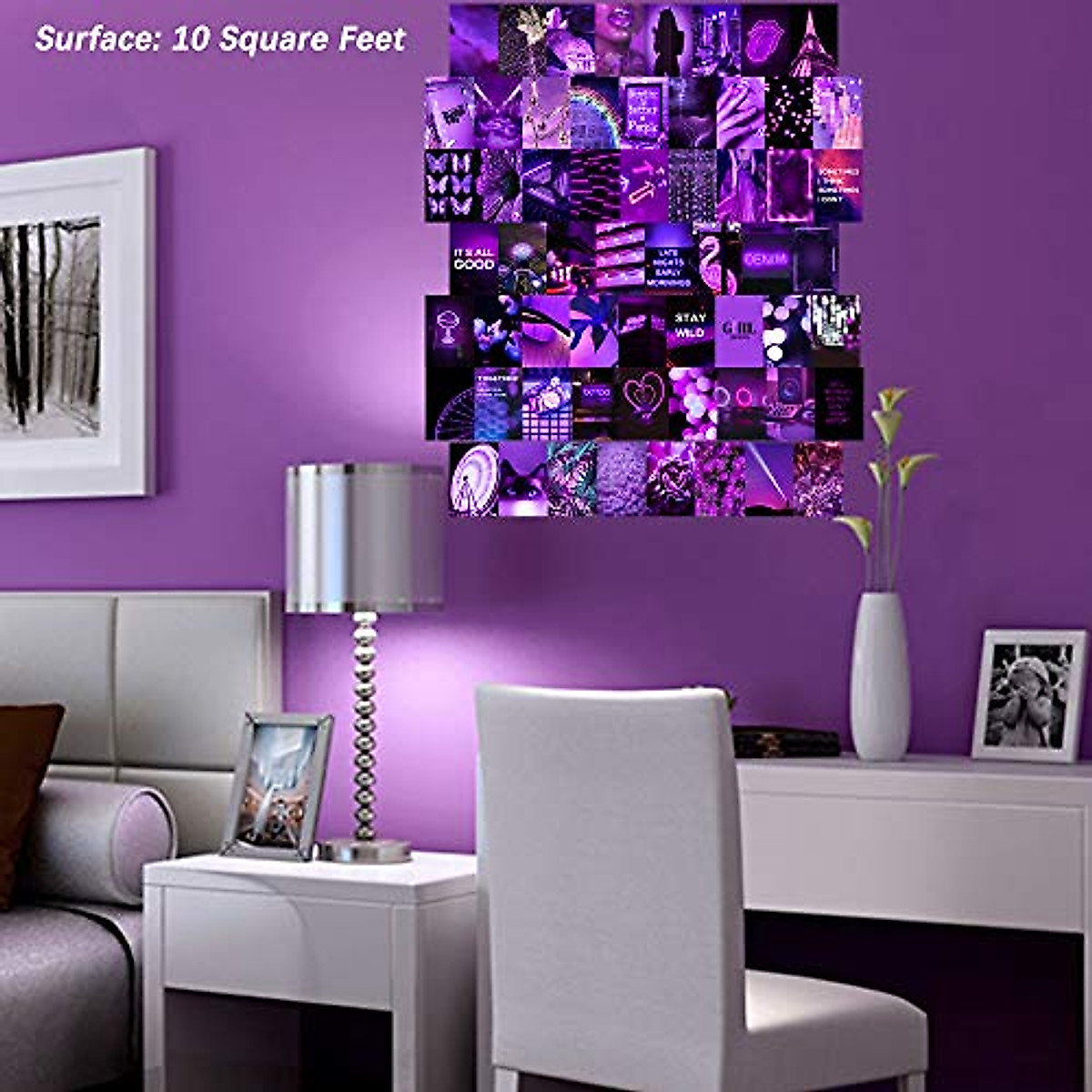 Btaidi 60 Pieces Room Decor for Bedroom,Purple Aesthetic Photo Collage Kit Wall Art Pictures Collage Kit for Teen Girls and Women,4x6inch Photo Collection