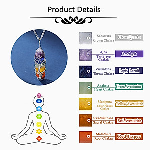 GEHECRST Chakra Healing Crystal Necklace Life Tree Wire Wrapped Natural Quartz Crystal Stone Point Gemstone Pendant Necklace for Women Christmas Birthday Gift