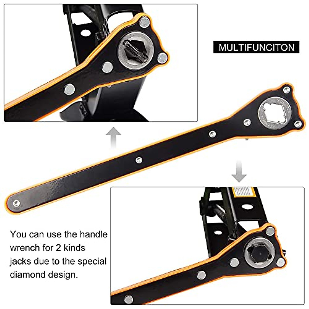 Fengyueke 2 In 1 Auto Labor-saving Jack Ratchet Wrench, Scissor Jack Garage Tire Wheel Lug Wrench Handle, Dual-purpose Car Spare Tire Wrench Hand Repair Tool