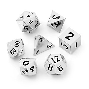 Metal DND Dice Mini,DNDND 10mm Metallic D&D Dice Set with Gorgeous Gift Dice Box for Dungeons and Dragon D&D Game (Silver with Black Num)