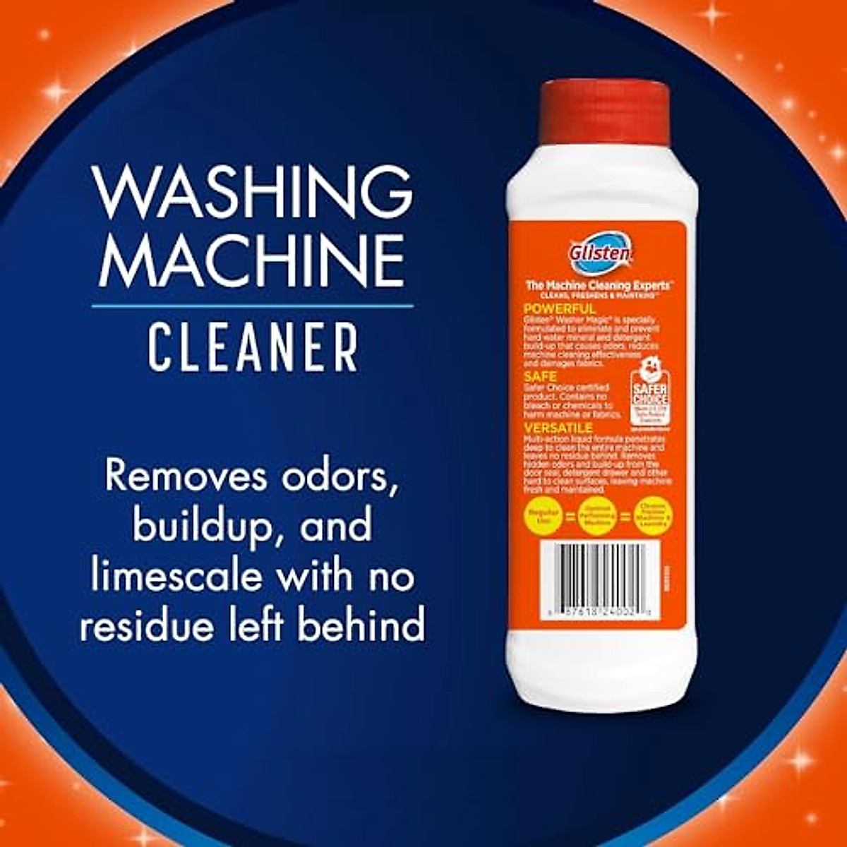 Glisten Washing Machine Cleaner, Helps Remove Odor, Buildup, and Limescale, Fresh Scent, 12 Ounce Bottle 6-Pack
