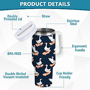 ARGTILDN 30 oz Tumbler Skateboard Goose Insulated Travel Mug with Handle and Straw Lid Stainless Steel Vacuum Coffee Cup Tea Beverage Container Water Bottles for Car Sports office
