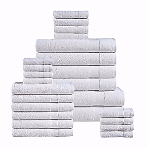 LANE LINEN White Bath Towels for Bathroom Set-24 PC Bathroom Oversize 2 Sheets Large 4 Towel 6 Hand 8 Washcloths Fingertip Towels-White Towels Sets