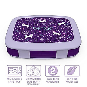 Bentgo Prints Insulated Lunch Bag Set With Kids Bento-Style Lunch Box (Unicorn)