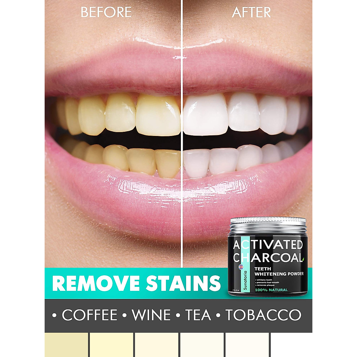 Teeth Whitening Powder - Remineralizing Tooth Powder for Tooth Whitening 5 in 1 Formula | Blanqueador de Dientes | Charcoal Toothpaste Alternative | Sensitivity Treatments