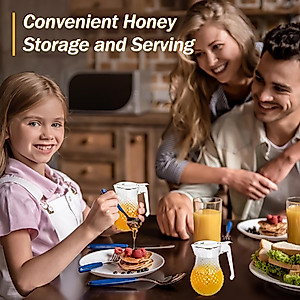 Loscarol Syrup Dispenser Honey Pot 8 oz Glass Dispenser Honey Jar, Commercial Quality With Handle Honey Dispenser Jar for Home Kitchen Storage Honey & Syrup - Honey Containers