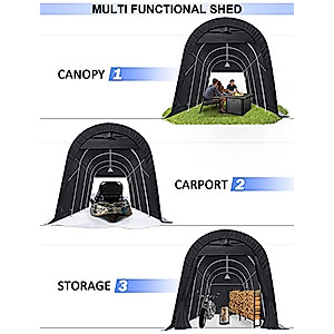 Marvoware 10' x 20’ x 9' ft Snow Resistant Heavy Duty Carport, Round Roof Storage Shed with Front & Rear Zipper Door for Full-Size Truck and Boat, Portable Garage Tent Shelter for Outdoor Use