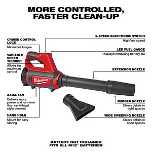 Milwaukee 0852-20 M12 Lithium-Ion Cordless Compact Spot Blower (Tool Only)
