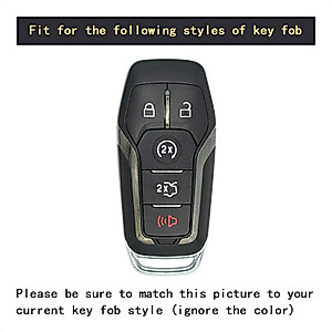 TANGSEN Smart Key Fob Case Cover Compatible with Ford Edge Explorer F-150 F-250 Fusion Mondeo Taurus for Mustang for Lincoln MKC MKX MKZ 5 Button Keyless Entry Remote Silver Label Carbon Fiber
