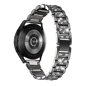 Mtozon Bling Women Bands Compatible with Samsung Galaxy Watch 7 6 5 4 40mm 44mm/Watch 3 41mm/Samsung Active 2 40mm 44mm/Watch4 Classic/Galaxy Watch 5 pro/Metal Dressy Wristbands, Black